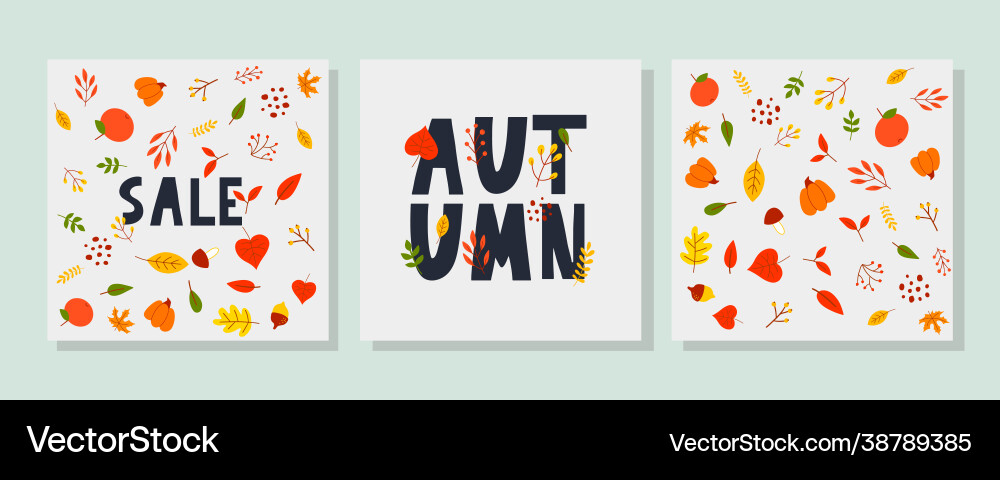 Autumn banner fall lettering card Royalty Free Vector Image