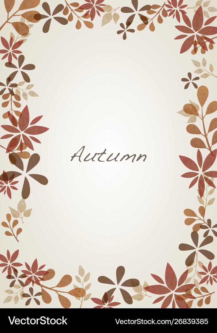Autumn flora and leaves border background Vector Image