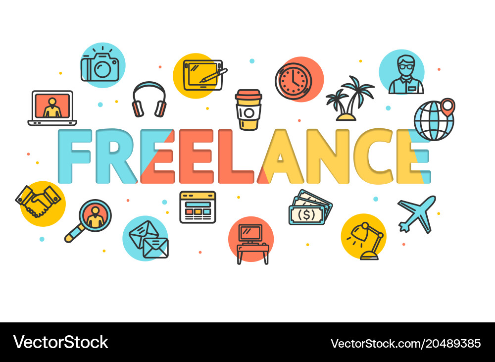 Cartoon freelance concept card poster Royalty Free Vector