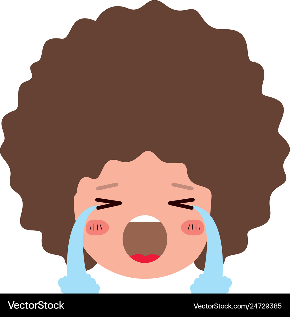 Cartoon man crying head kawaii character Vector Image