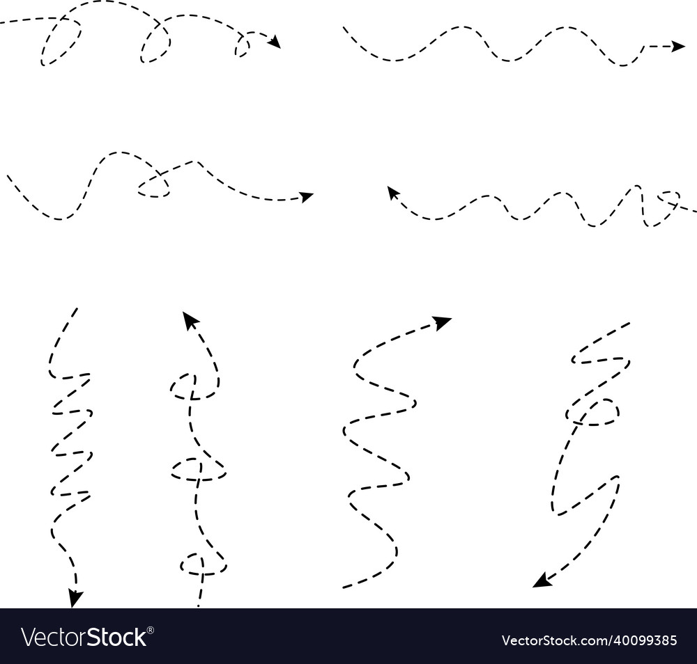 Dashed line arrows set Royalty Free Vector Image