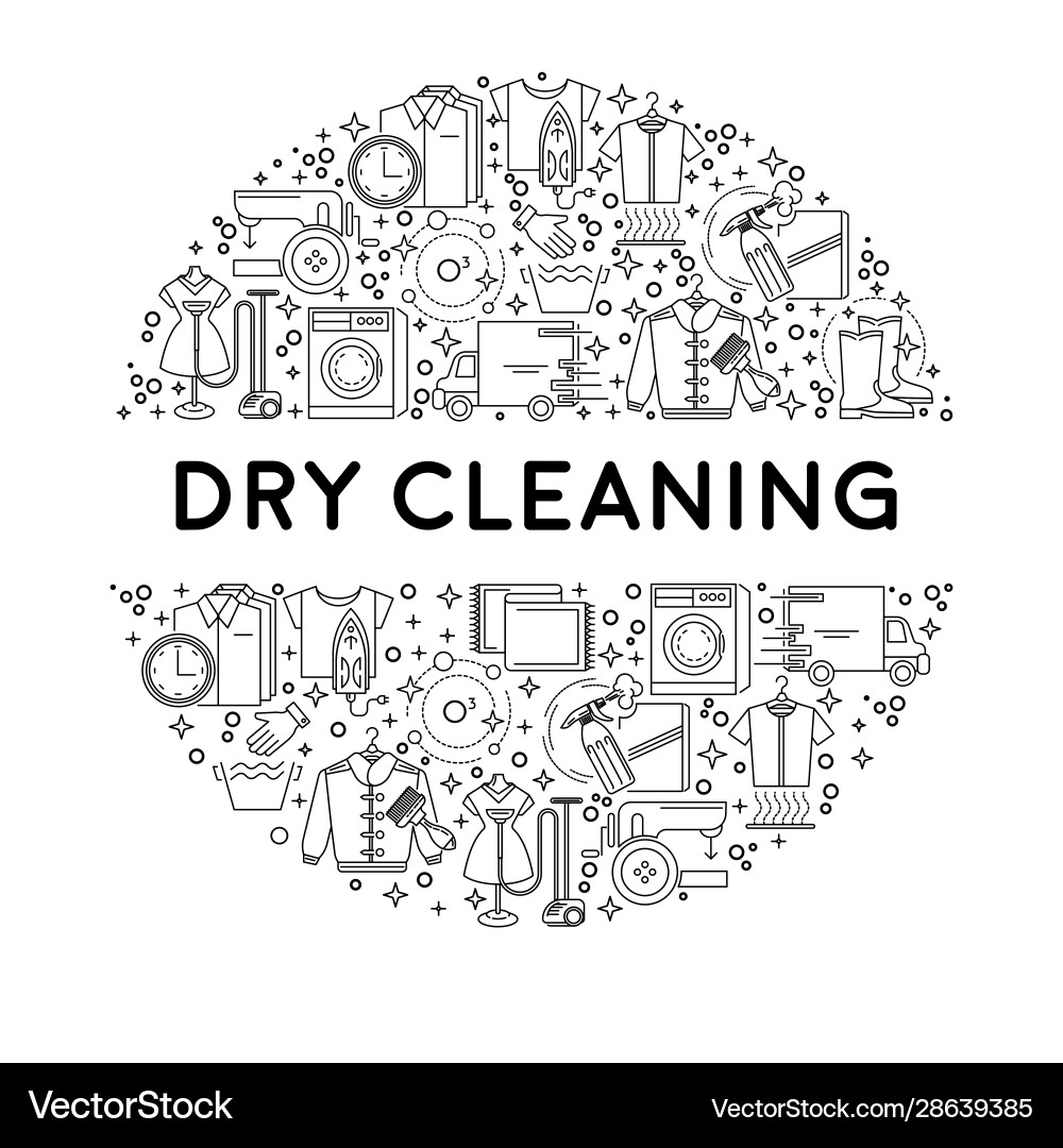 Dry cleaning or laundry service line icons Vector Image