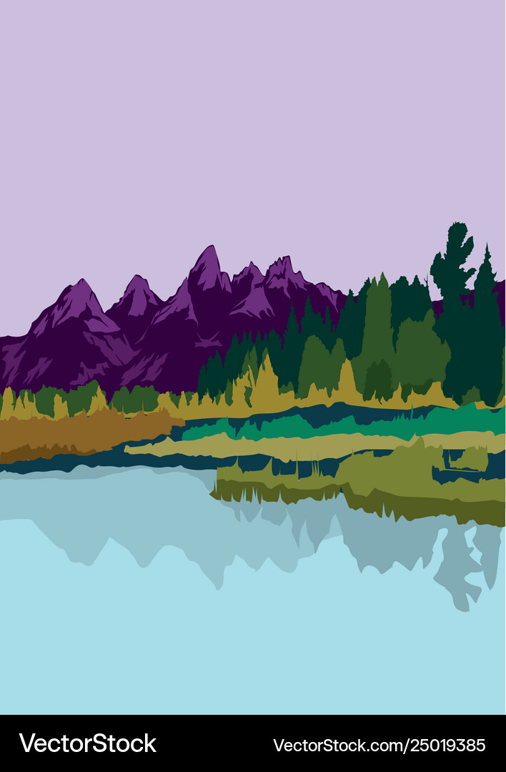 Flat design landscape mountain and lake views Vector Image