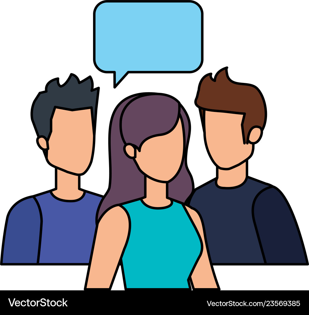 Group of people with speech bubble characters Vector Image
