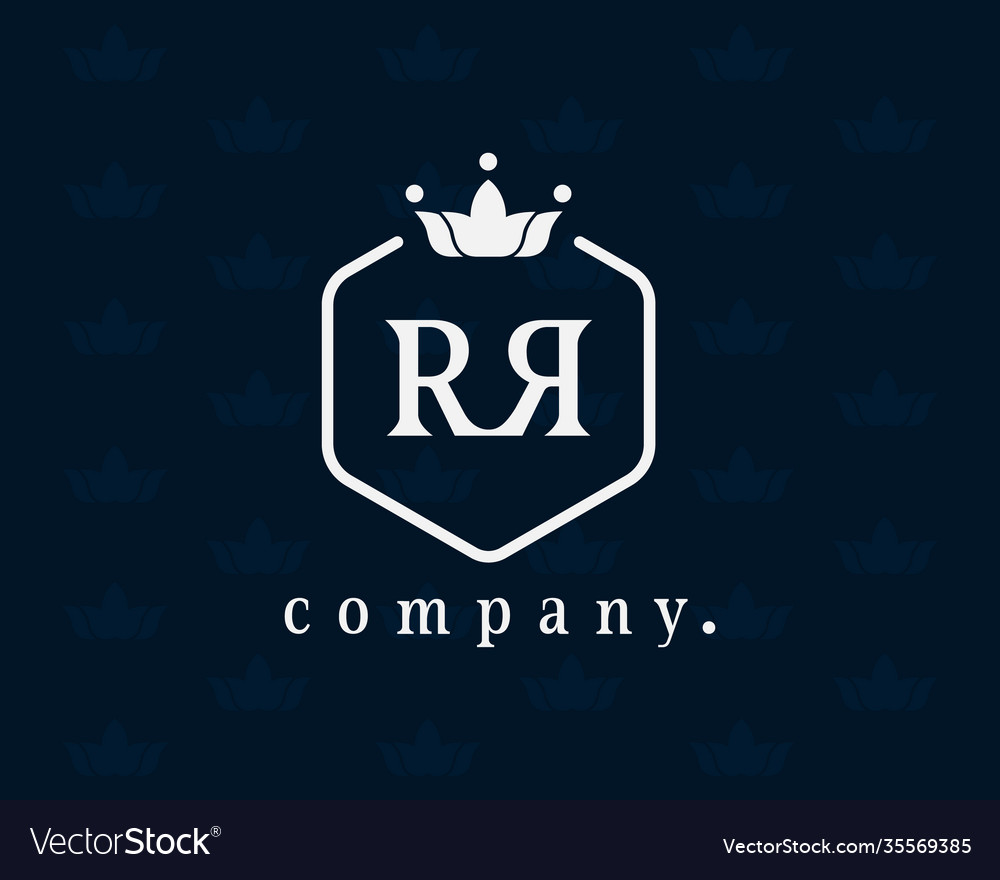 Letter Rr Luxury Crown Emblem And Monogram Vector Image