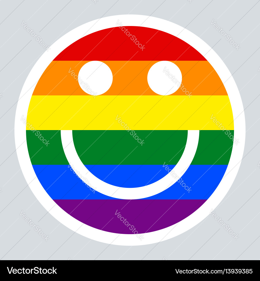 Lgbt rainbow flag smiling face smiley icon Vector Image