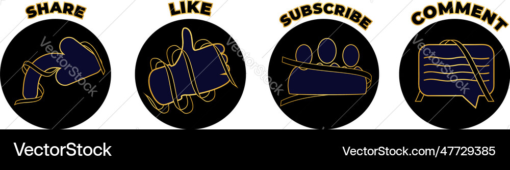 Like follow comment share gold and dark blue Vector Image