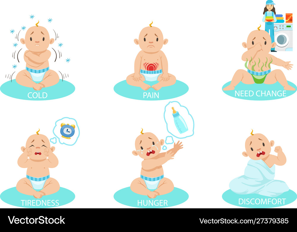 Little boy in a diaper is uncomfortable Royalty Free Vector