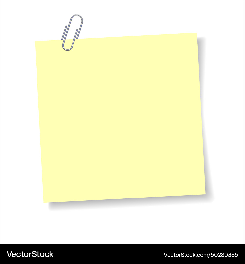 Realistic clip with yellow paper for your text Vector Image