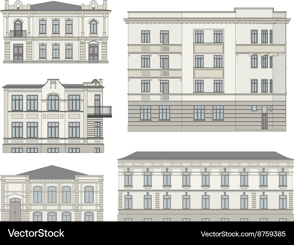 Set detailed historical building facades Vector Image