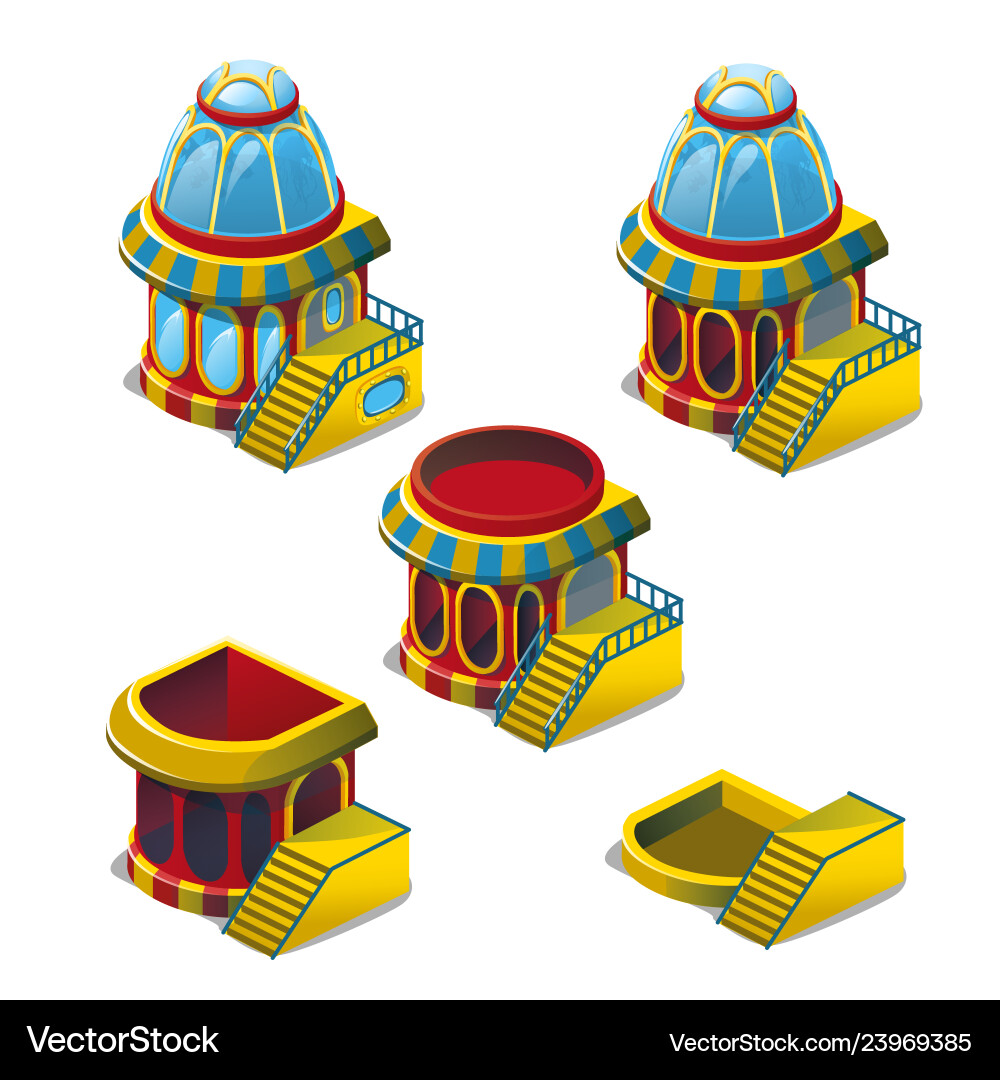 Set of stages construction fish house Royalty Free Vector
