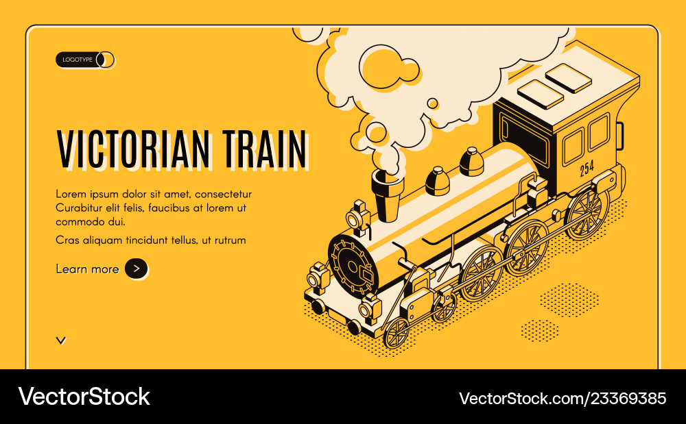 Victorian era train isometric web page Royalty Free Vector