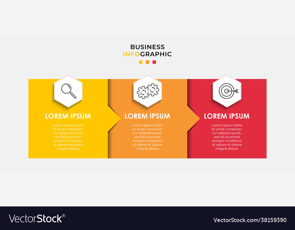 Business infographics presentation with 3 steps Vector Image