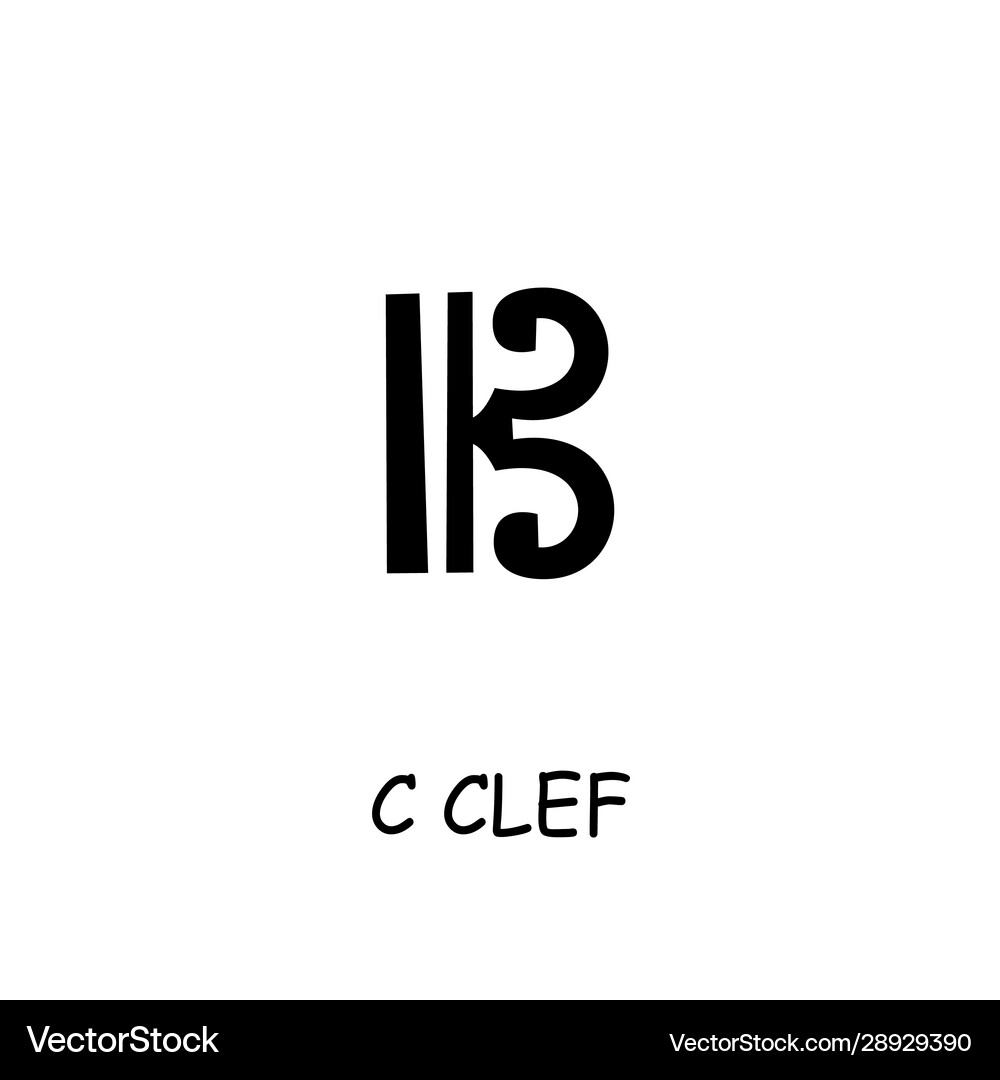 C Clef Symbol Premium Vector | Initial Letter C Cello With Bass Clef