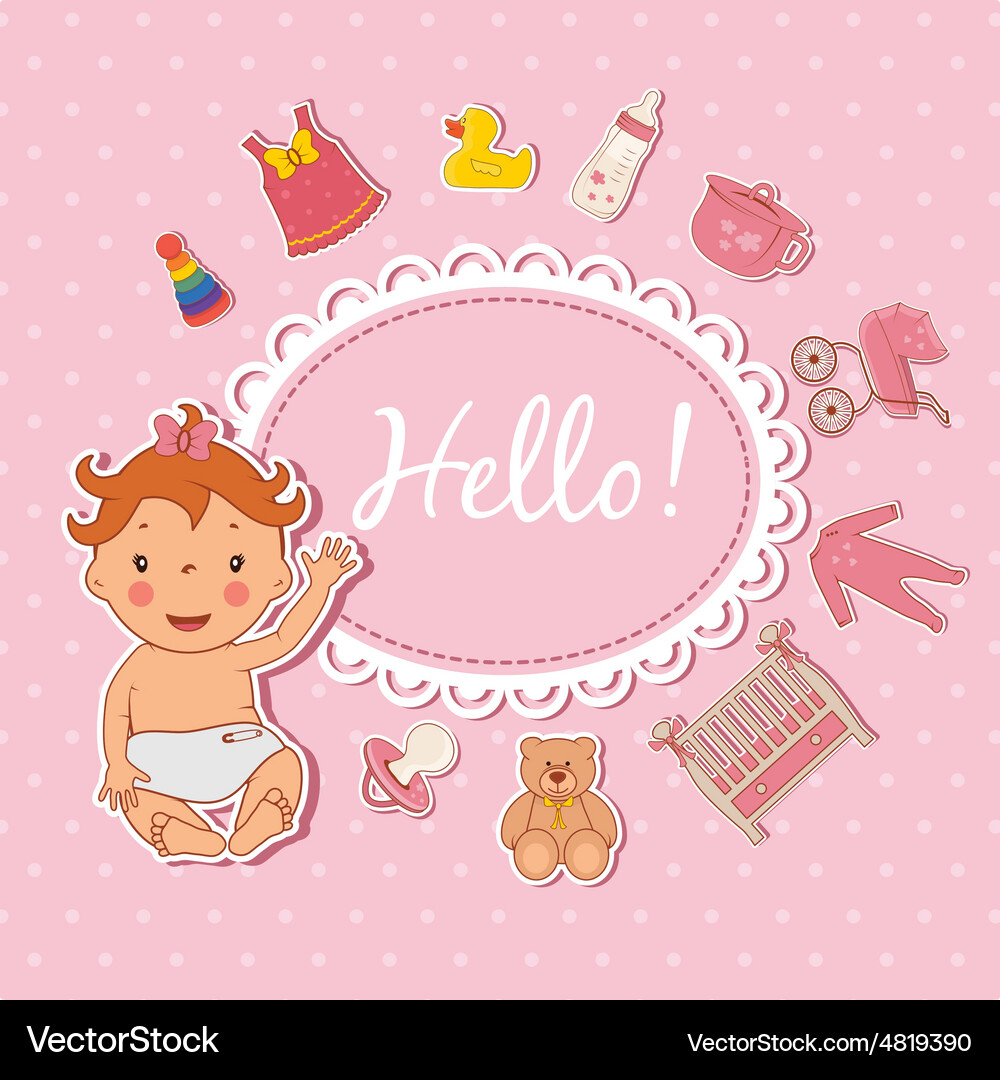 Cute baby girl Royalty Free Vector Image - VectorStock