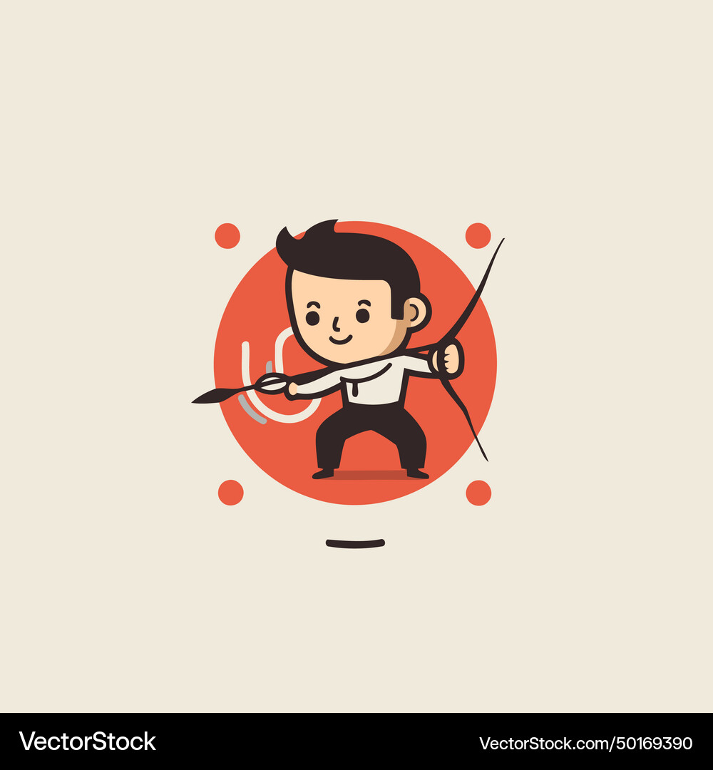 Cute cartoon boy playing sword fighting Royalty Free Vector