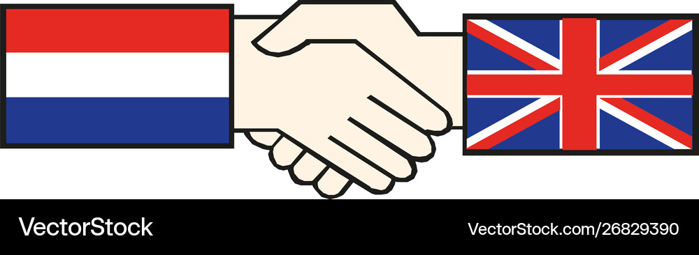 Handshake with russia and great britain flag Vector Image
