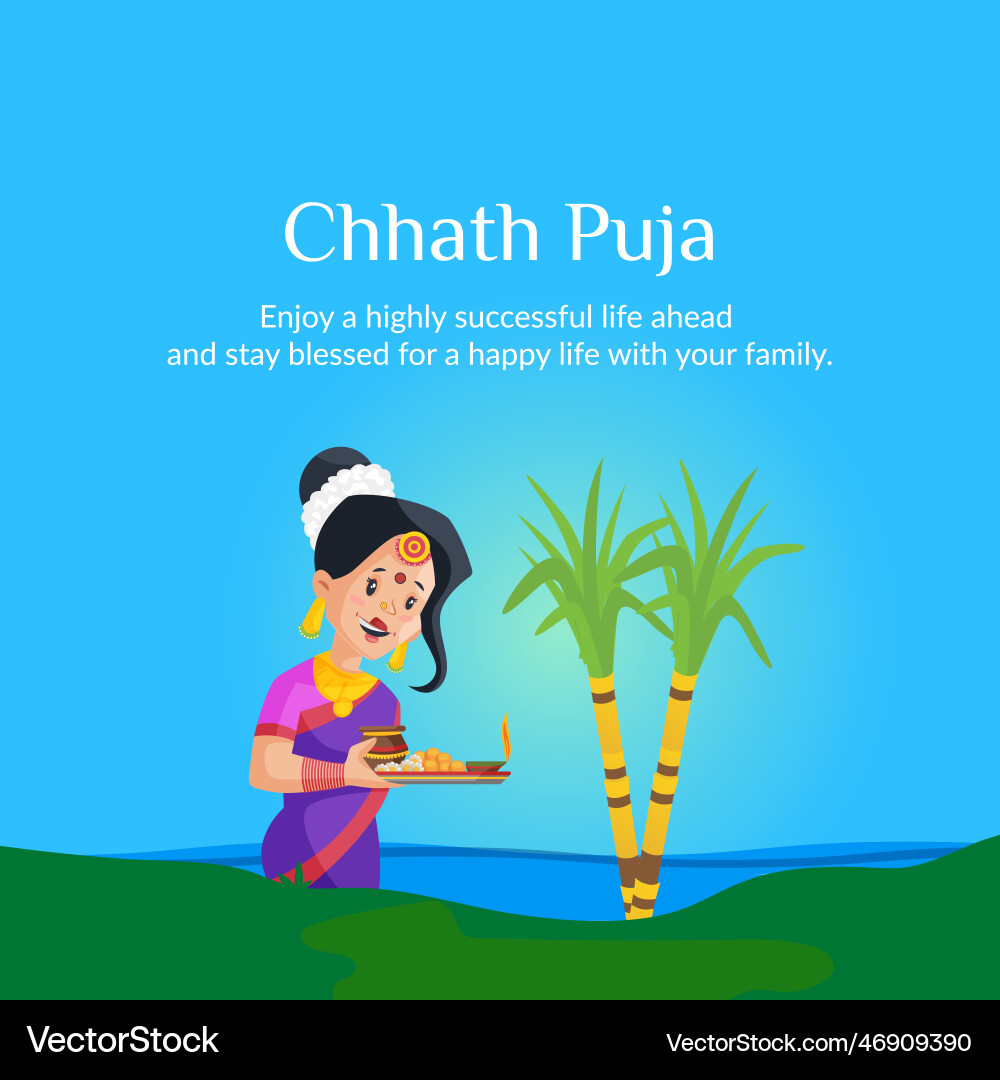 Happy chhath puja banner design template Vector Image