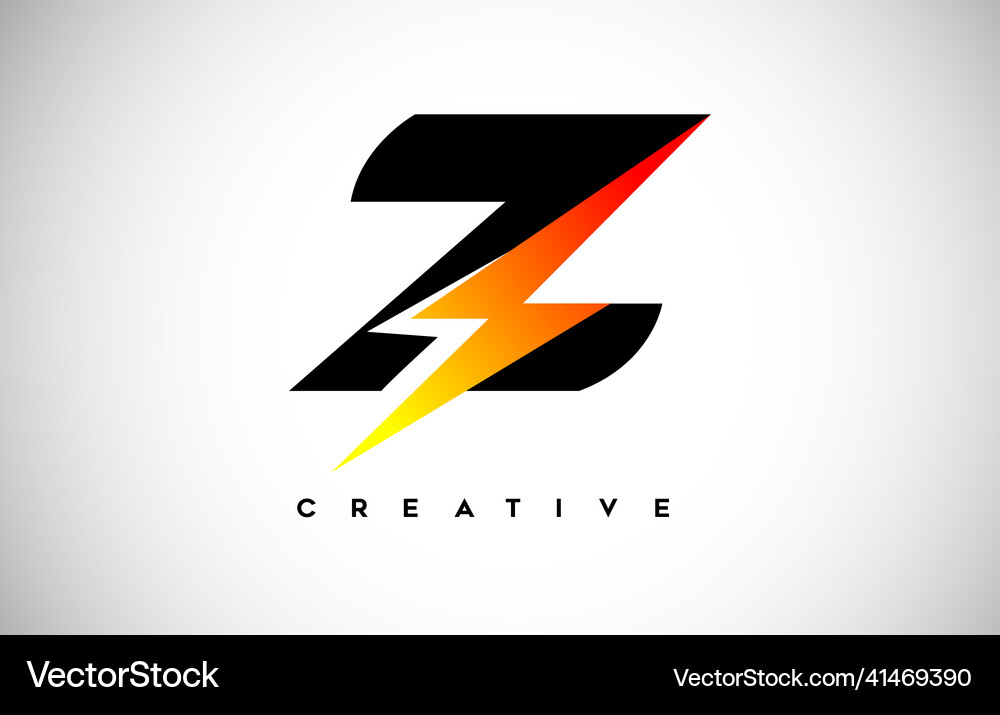 Letter z thunderbolt logo concept with black Vector Image