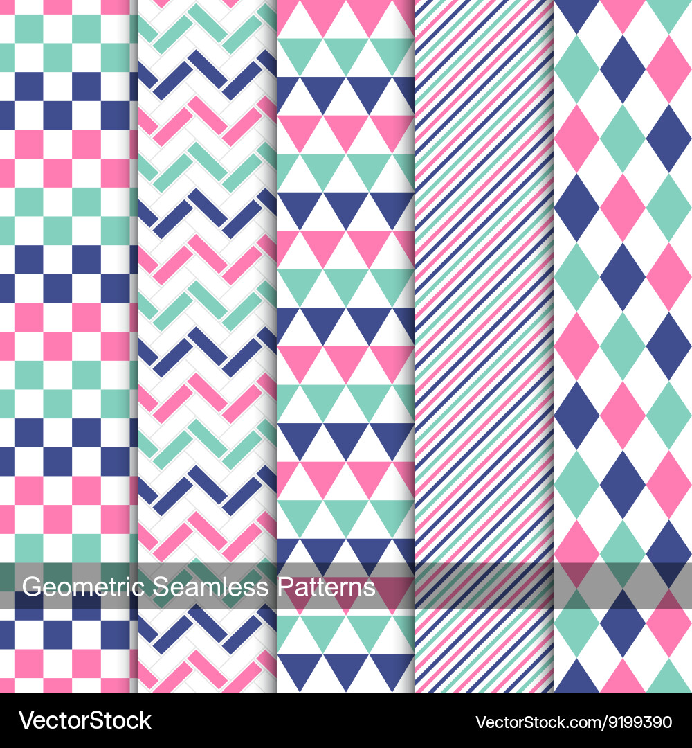 Seamless collection in memphis colors Royalty Free Vector