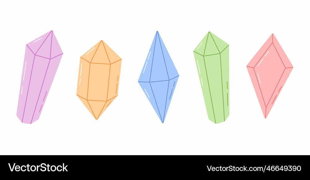 Set of simple minimalistic magic crystals gems Vector Image
