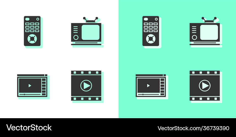 Set play video remote control online play video Vector Image