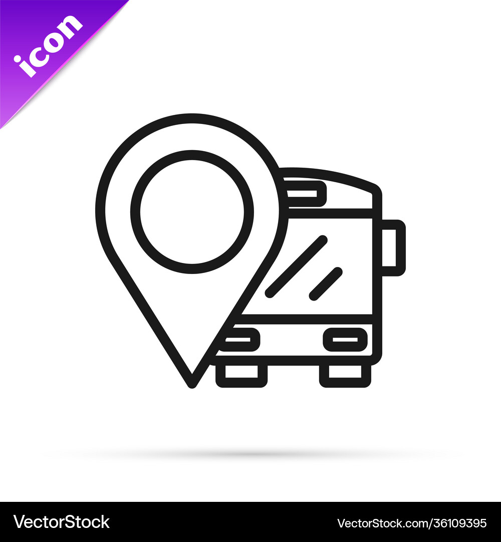 Black line location with bus icon isolated Vector Image