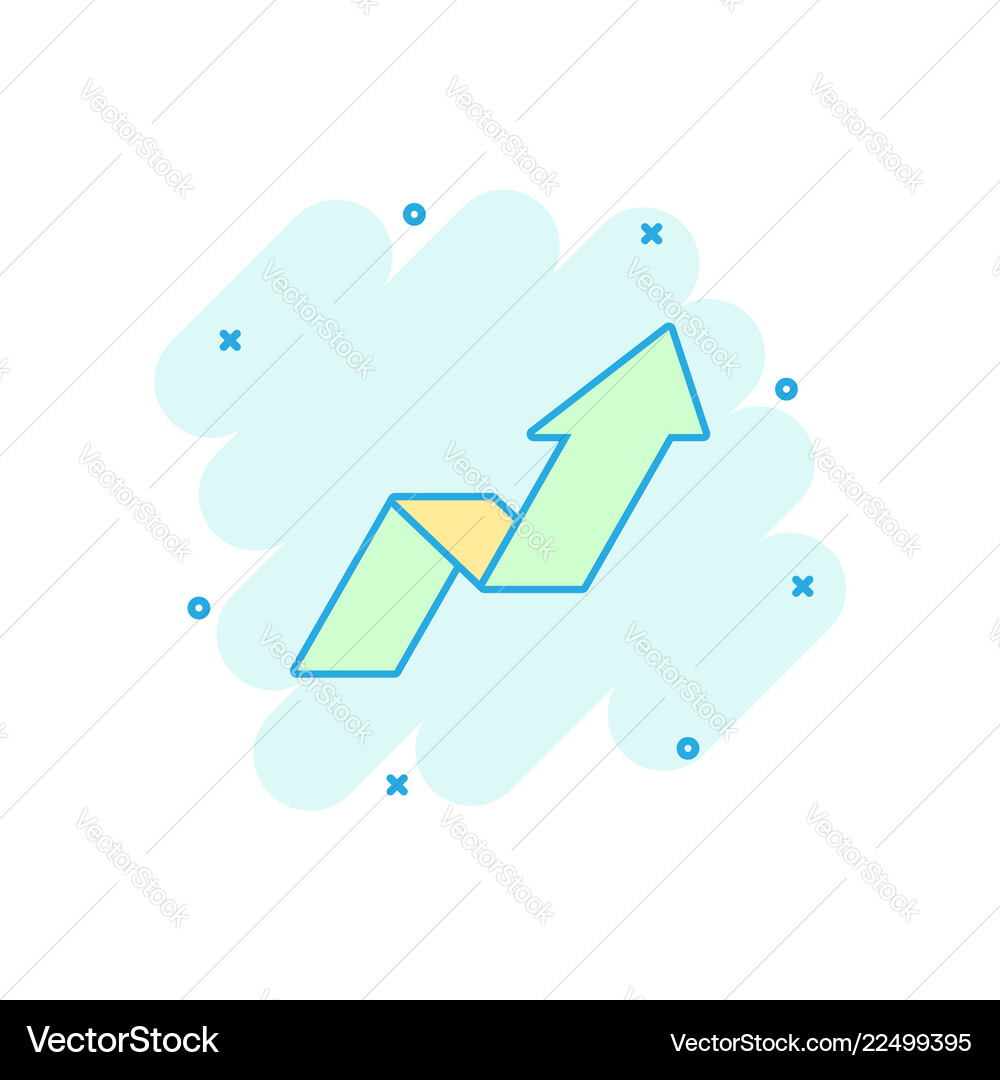 Cartoon arrow growing graph icon in comic style Vector Image