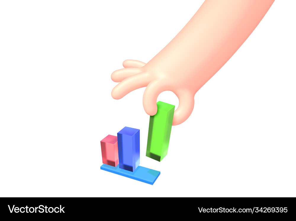 Cartoon hand with bright business chart Royalty Free Vector