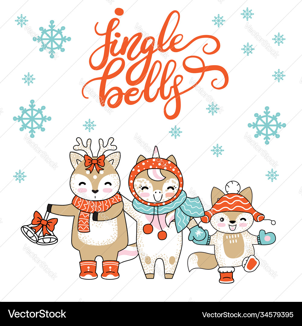 Christmas card congratulations with cute Vector Image