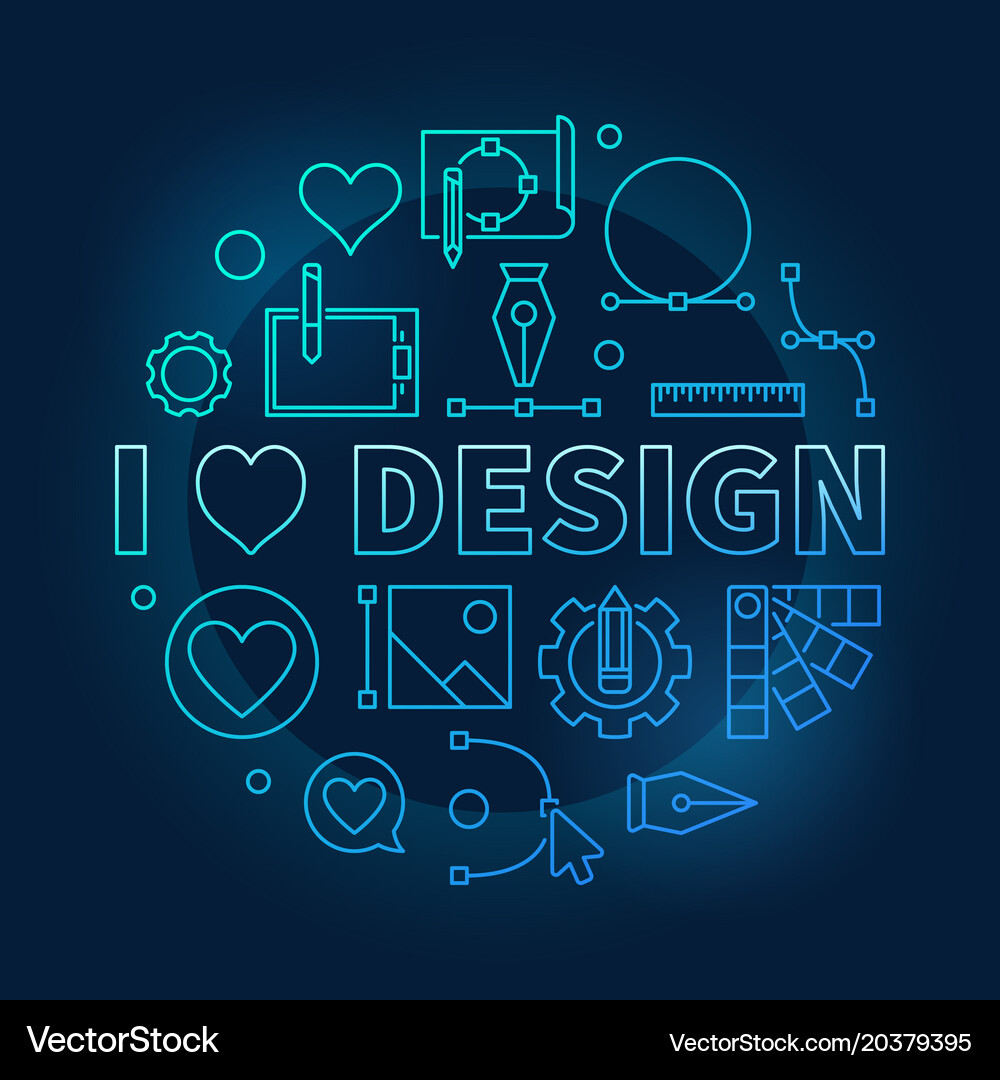 I love design blue concept round line Royalty Free Vector