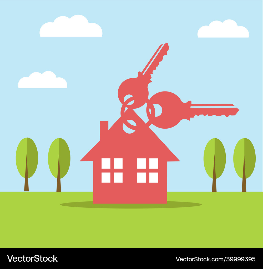 Keys and house icons Royalty Free Vector Image
