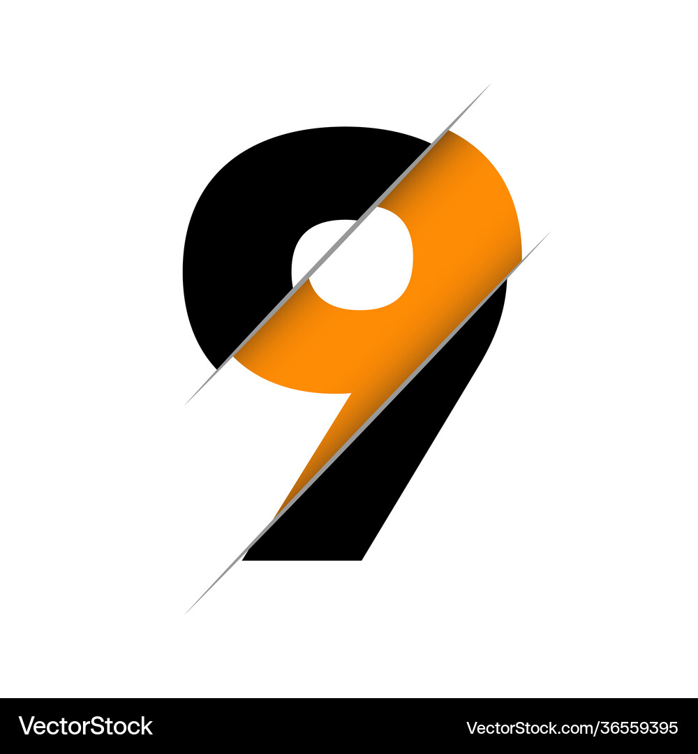 Paper cut number nine letter realistic 3d multi Vector Image