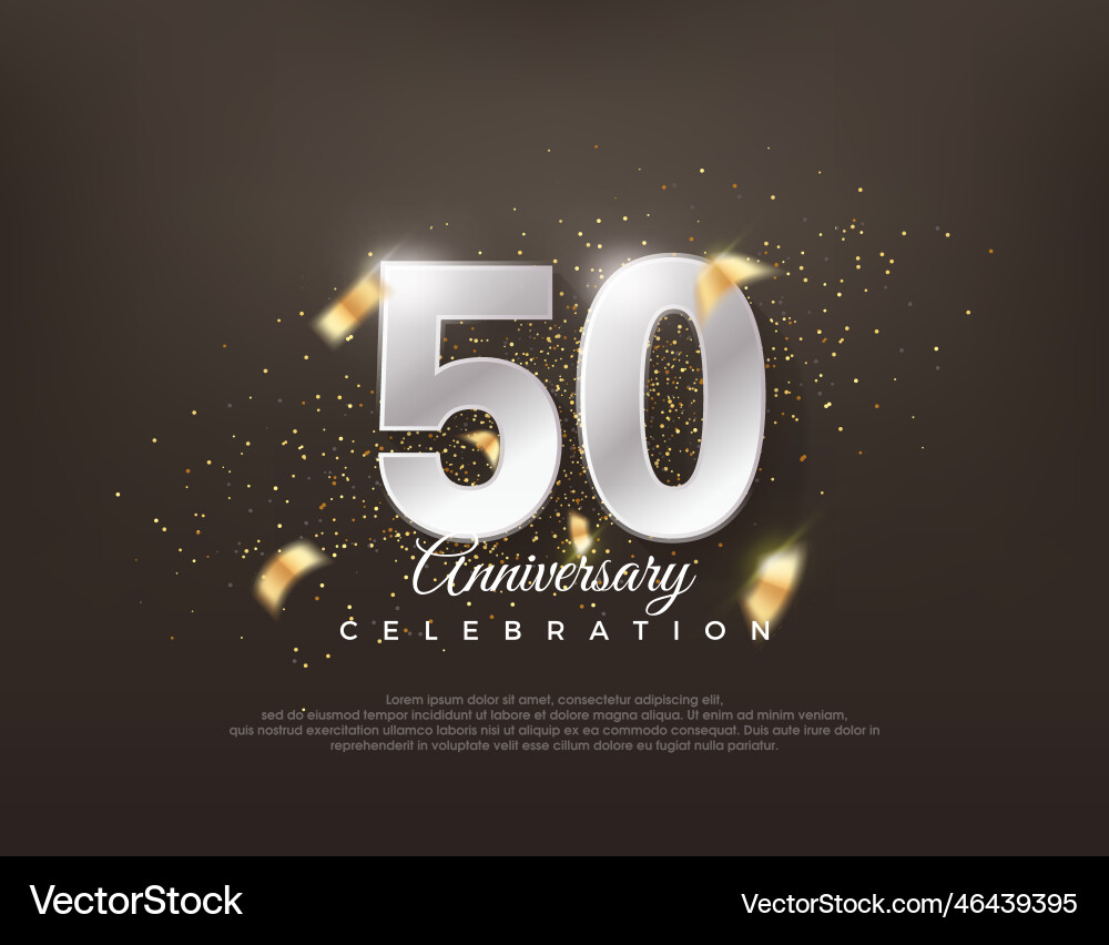 Silver metallic number 50th luxurious and elegant Vector Image