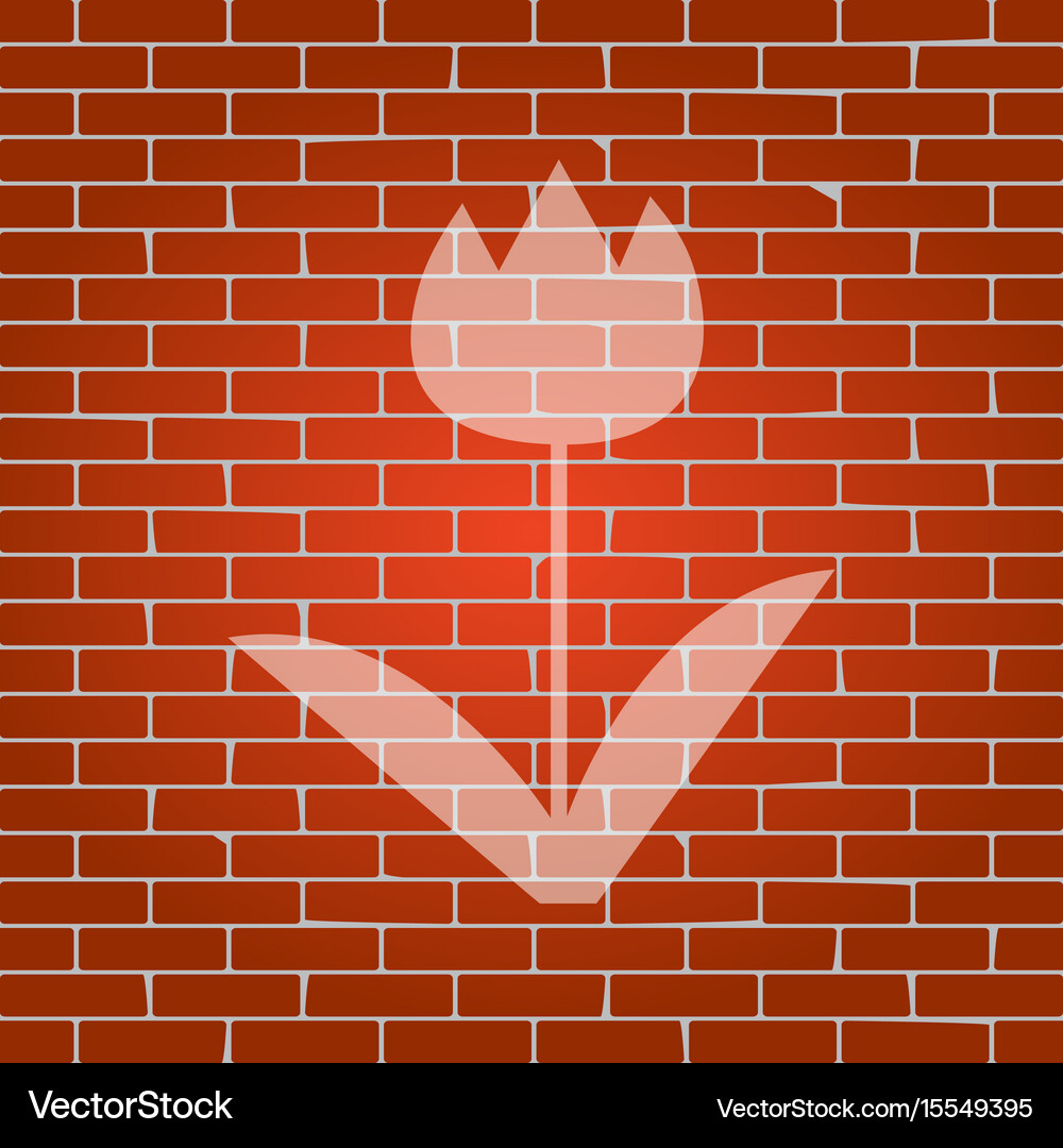 Tulip sign whitish icon on brick wall Royalty Free Vector