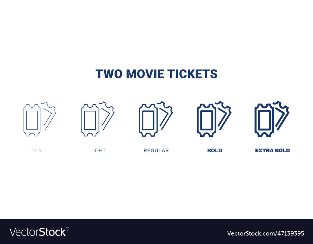 Two movie tickets icon thin light regular bold Vector Image Two movie tickets icon thin light regular bold Vector Image