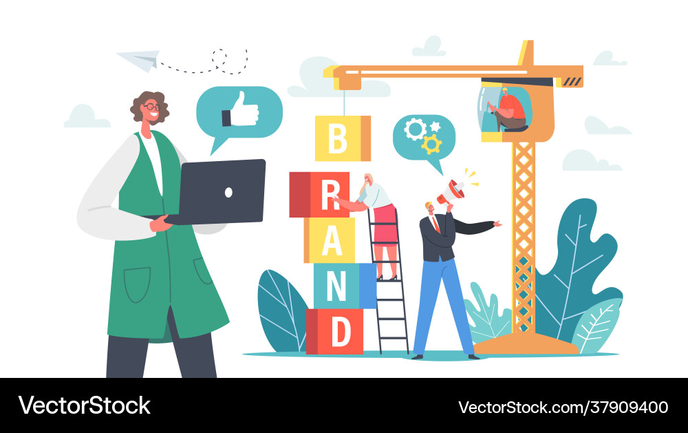 Brand building concept business characters work Vector Image