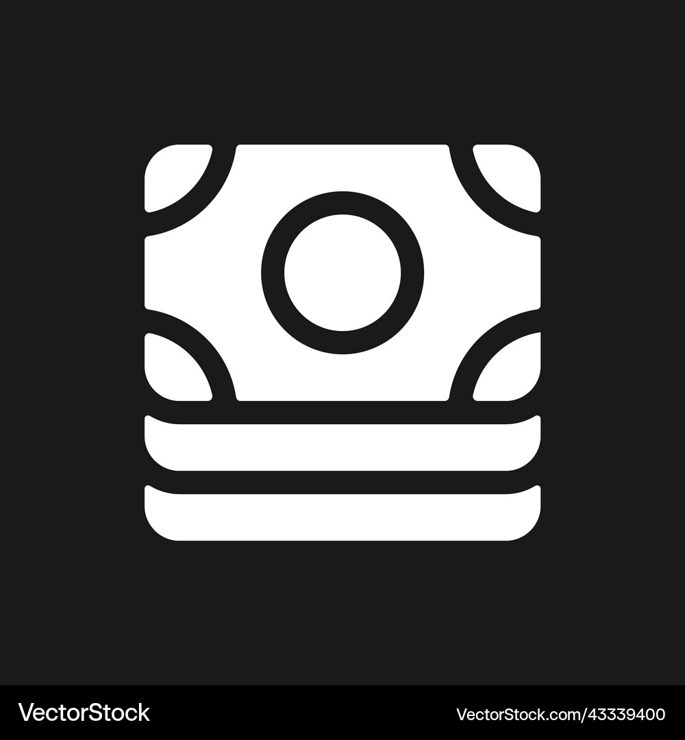 Cash dark mode glyph ui icon Royalty Free Vector Image