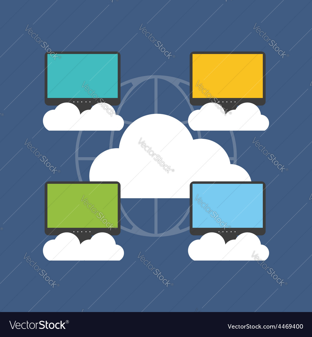 Cloud computing concept flat design isolated Vector Image