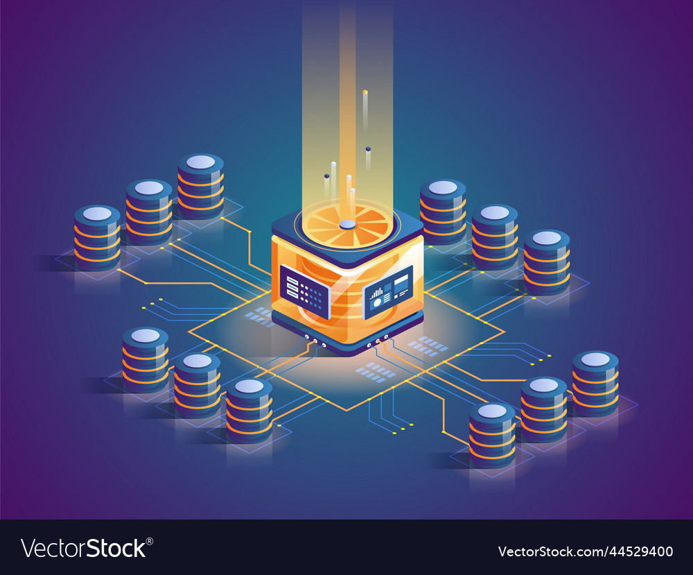 Computer hardware flat isometric Royalty Free Vector Image