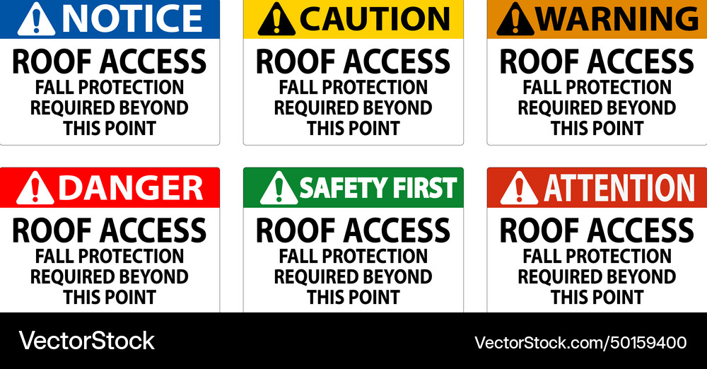 Danger sign roof access fall protection required Vector Image
