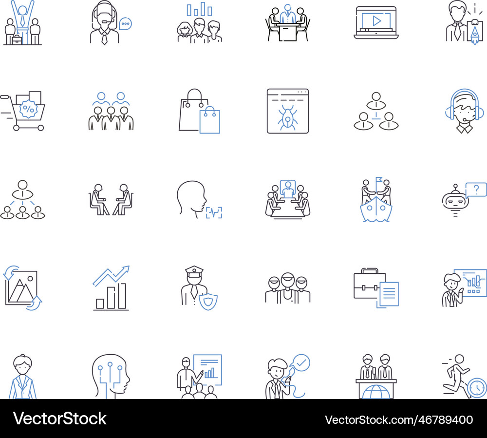 Employment strategy line icons collection Vector Image