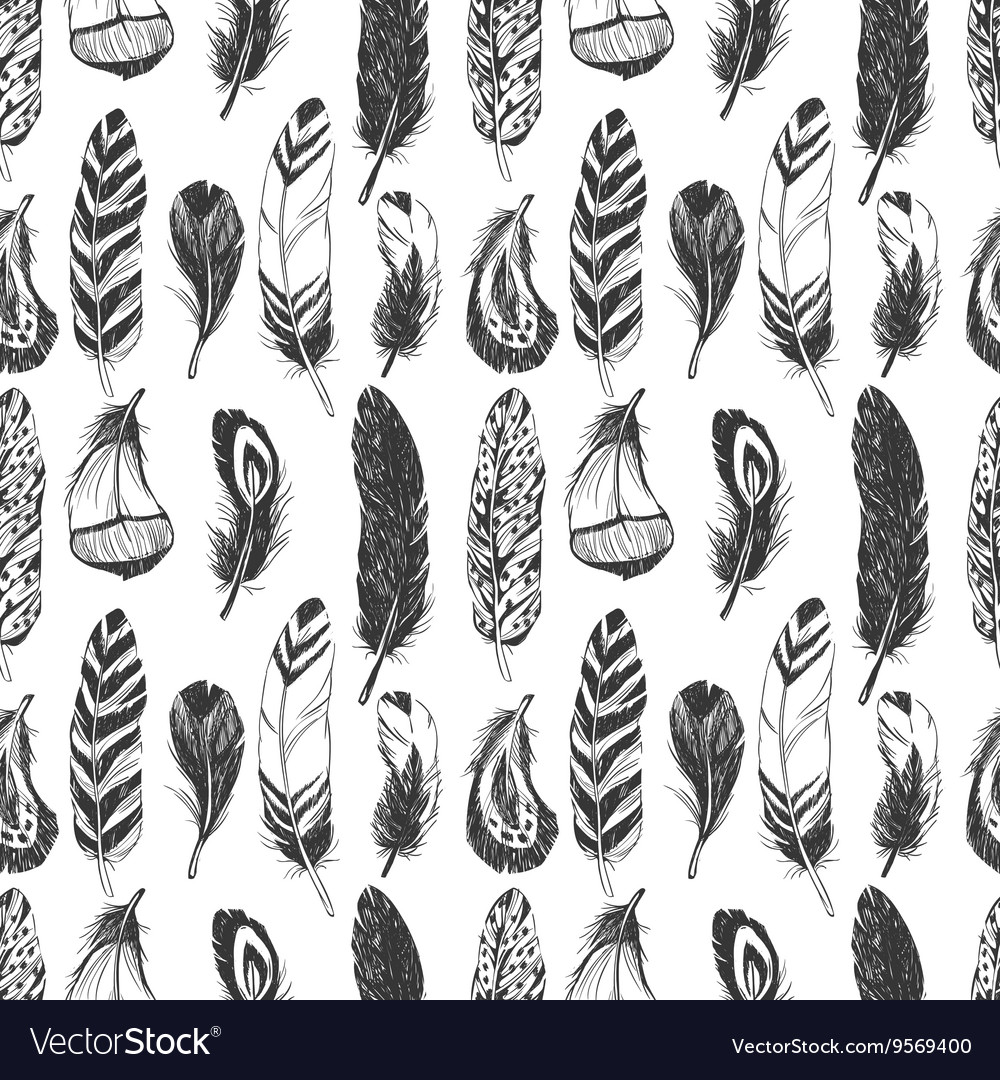 Feathers seamless pattern Royalty Free Vector Image