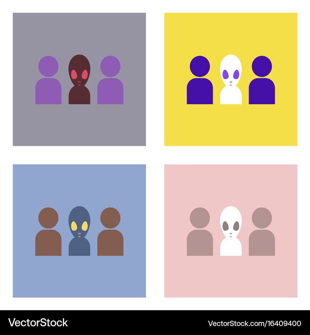 Flat icon design collection aliens silhouettes Vector Image