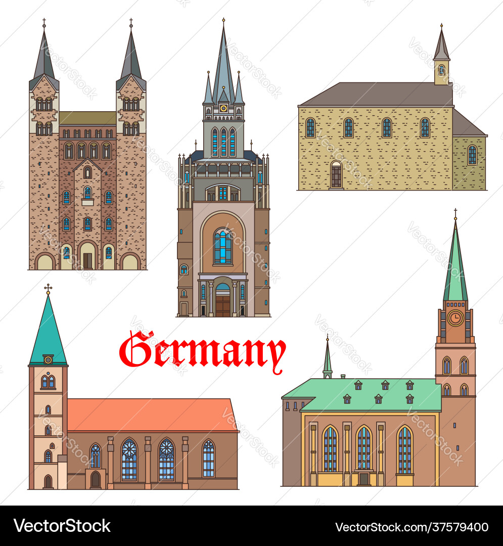 Germany landmark buildings architecture castles Vector Image