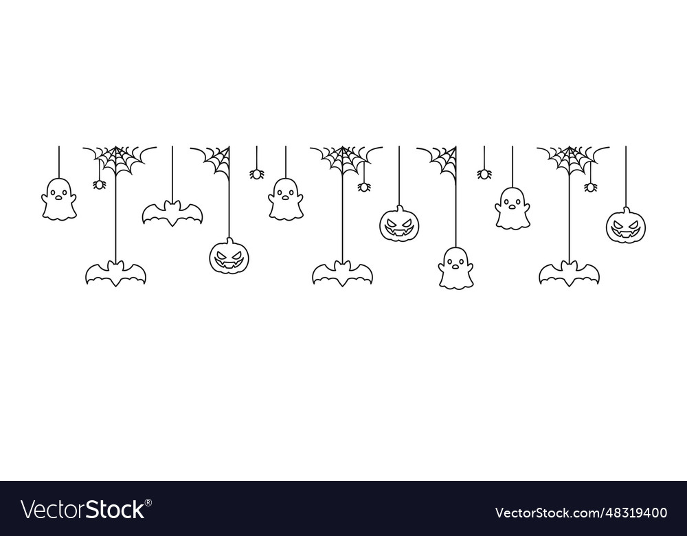 Happy halloween banner or border with bats spider Vector Image