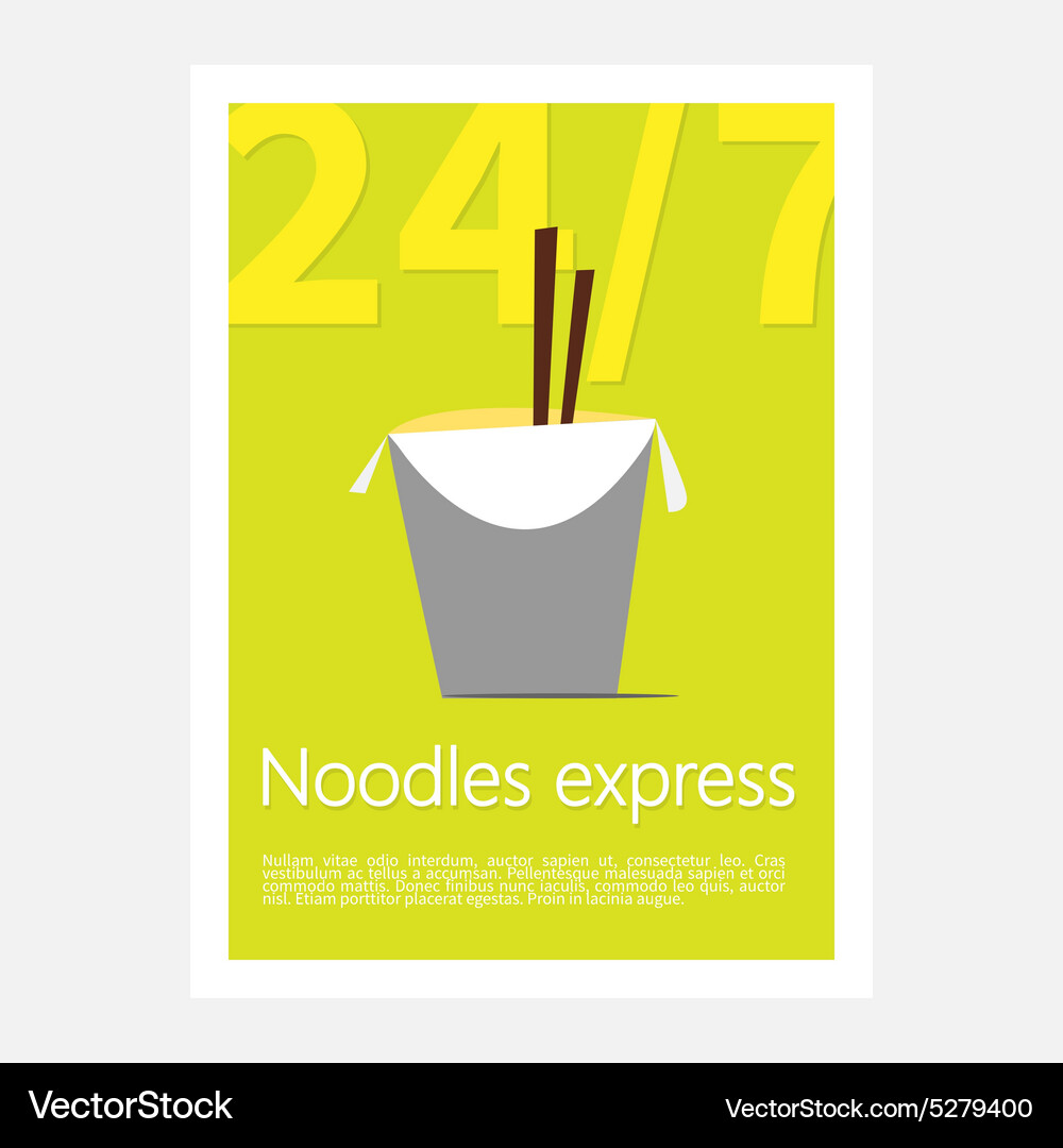 Noodles restaurant poster template poster Vector Image