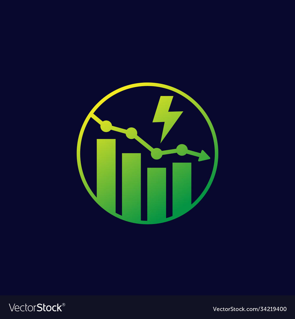Power consumption decrease reduction icon Vector Image