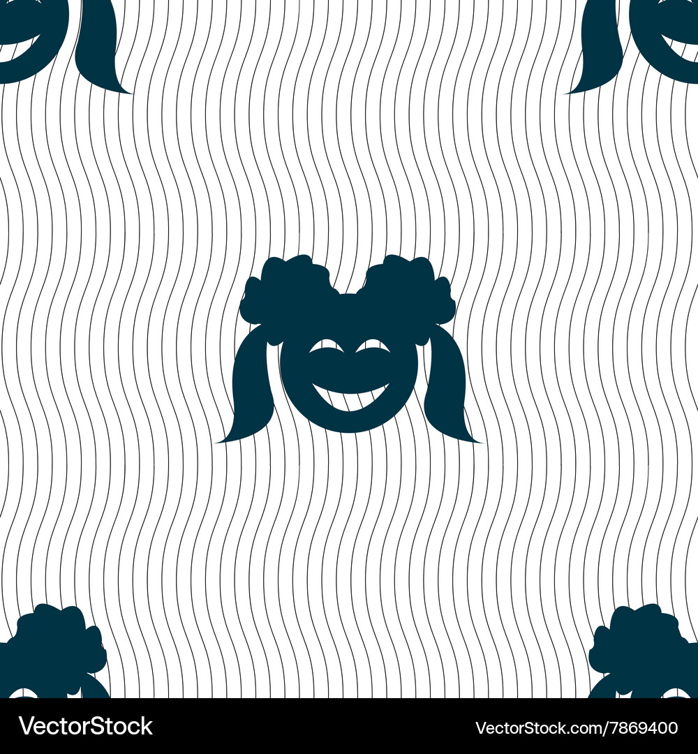 Smiling girl icon sign seamless pattern Royalty Free Vector