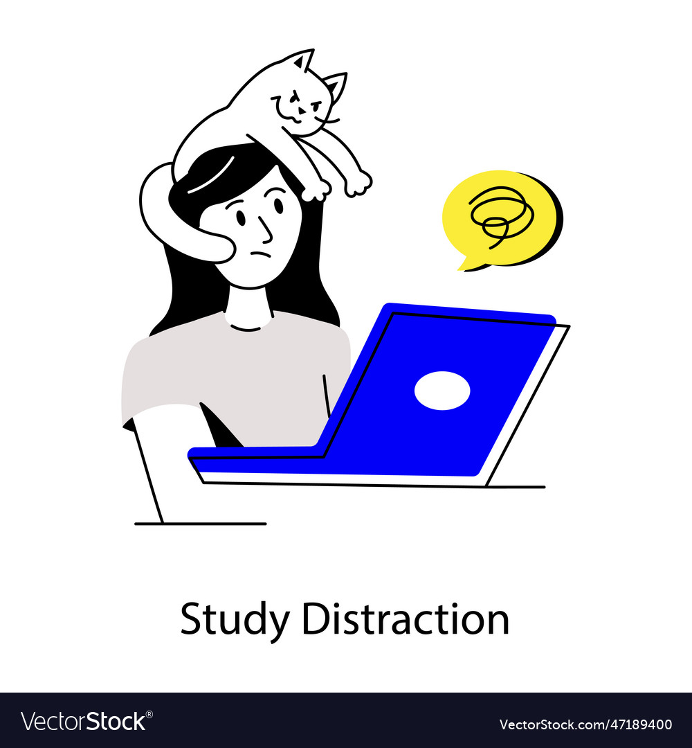 Study distraction Royalty Free Vector Image - VectorStock